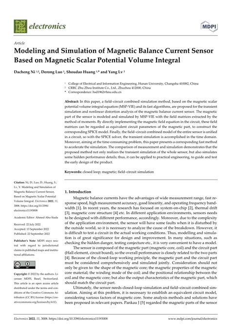 pdf modeling and simulation of magnetic balance current sensor based