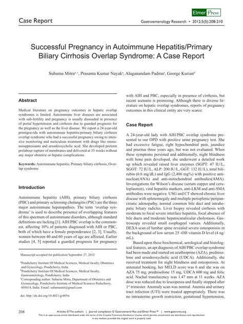 Pdf Successful Pregnancy In Autoimmune Hepatitis Primary Biliary Cirrhosis Overlap Syndrome A