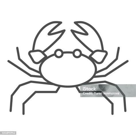 蟹細線圖示海洋生物概念海洋海鮮標誌在白色背景蟹剪影圖示在輪廓風格為移動概念和網頁設計向量圖形向量圖形及更多星座符號圖片 Istock