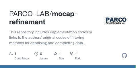 github parco lab mocap refinement this repository includes