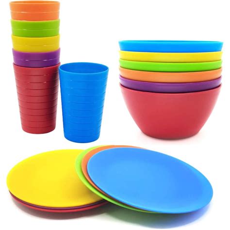 Kx Ware Plastic Dinnerware Set Unbreakbale And Reusable Plastic Plate Bowl And Tumbler Set Of