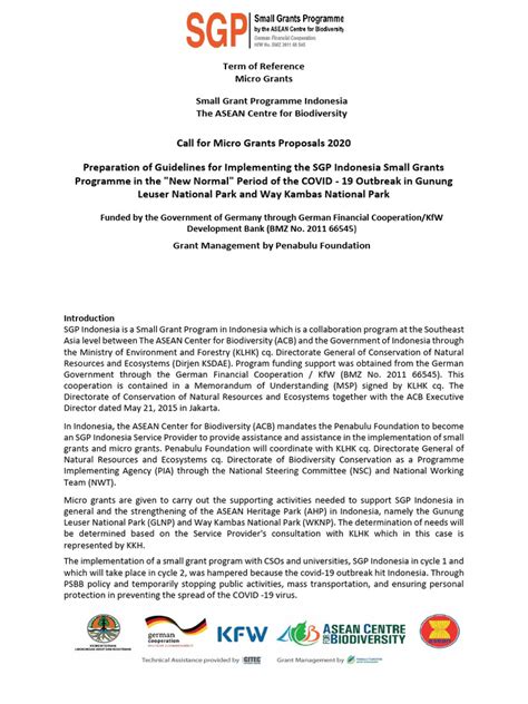 Eng Tor Preparation Of Guidelines For Implementing The Sgp Indonesia Pdf