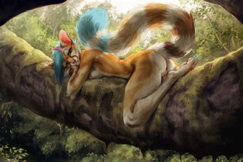 Rule 34 Anthro Bassariscus Blue Claws Blue Hair Branch Breasts Claws