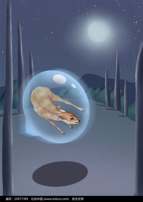 原创手绘插画动物小鹿背景元素图片下载 红动中国
