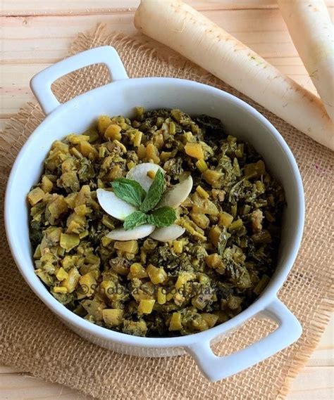 Shobhas Food Mazaa Mooli Ki Sabzi Radish Stir Fry With Greens