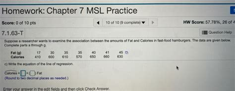 Solved Homework Chapter 7 Msl Practice Score 0 Of 10 Pts