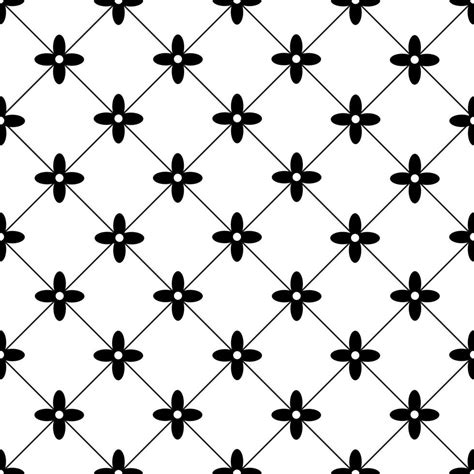 Vector Geometric Floral Pattern Seamless Minimalist Texture Abstract Monochrome Ornament With