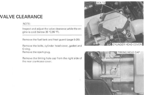 Valve Adjustment Procedures TRX 450 All Honda Foreman Forums
