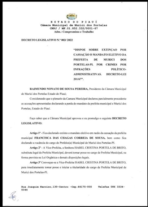 Após Cassação Câmara Convoca Vice Prefeita Para Assumir Cargo De