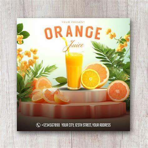 Premium Psd Orange Juice Menu Social Media Template