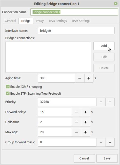 Define A Network Bridge Using Ubuntus Linux Mints Network Manager