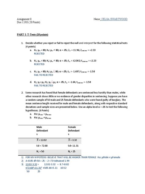Assignment 8 Pdf Null Hypothesis Hypothesis