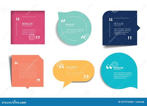 quote frames text in speech bubbles text fields stock vector