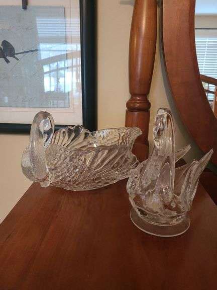 2 Glass Swans Baker Auctions And Real Estate Llc
