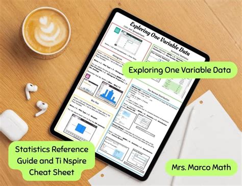 statistics exploring one variable data reference and tinspire cheat sheet