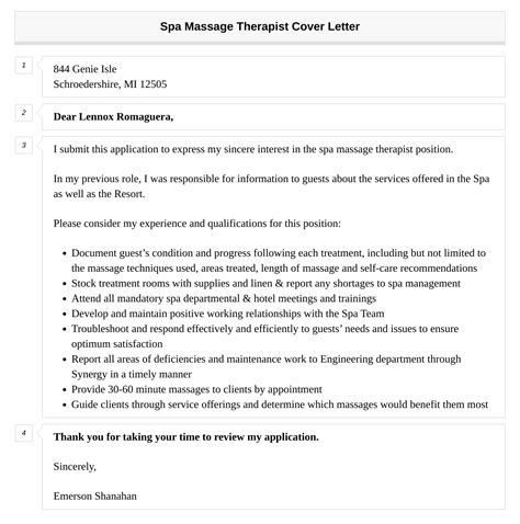 Spa Massage Therapist Cover Letter Velvet Jobs