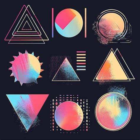 Set Of Color Filled Geometic Shapes Abstract Contemporary Premium Ai