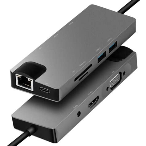 Chronus USB C Hub 9 In 1 Docking Station Multiport Adapter With HDMI 4K Gigablit Ethernet RJ45