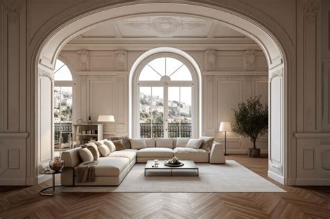 Premium Ai Image A Classic Living Room With A Panoramic View