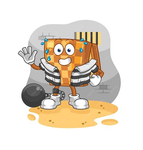 Premium Vector Wood Chess Criminal In Jail Cartoon Character
