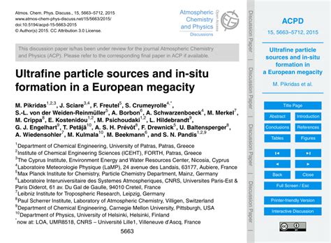 Pdf Ultrafine Particle Sources And In Situ Formation In A European