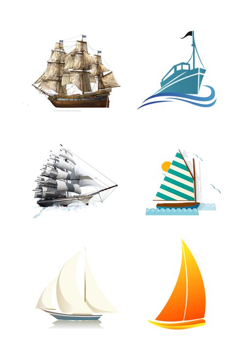 手绘帆船帆板航行免扣元素010