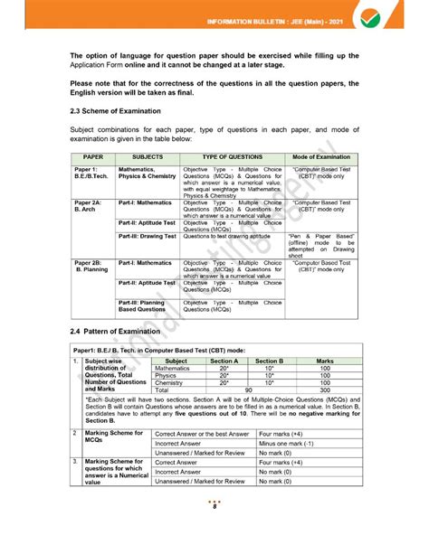 Jee Main 2021 Information Brochure Released Download Link Pdf