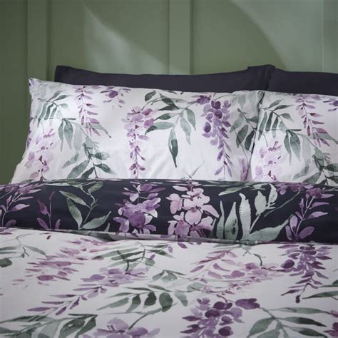 Catherine Lansfield Wisteria Reversible White Duvet Cover And Pillowcase