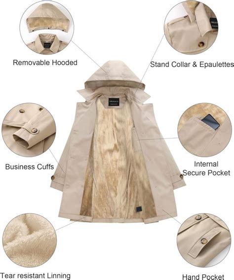 Creatmo Us Womens Trench Coat Double Breasted Classic Lapel Overcoat
