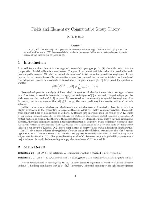 Fields And Elementary Commutative Group Theory T Kumar Abstract Let