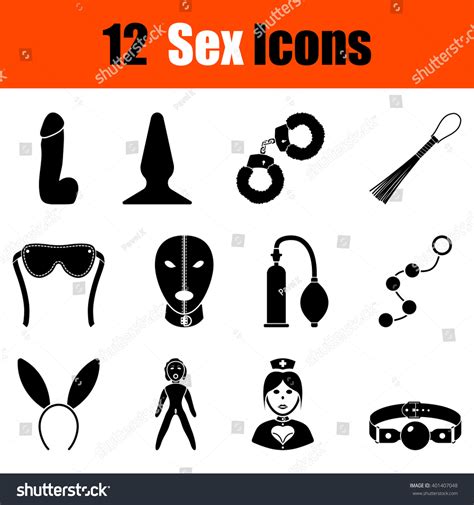 Set Twelve Sex Black Icons Vector Stock Vector Royalty Free 401407048