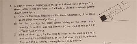 Solved A Block Is Given An Initial Speed Vup An Inclined Chegg