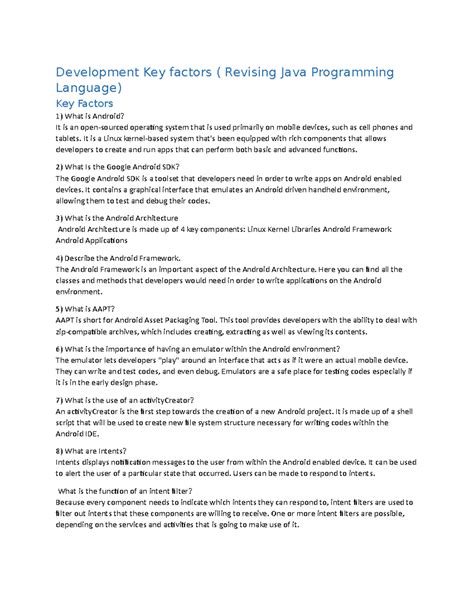 Development Key Factors Revising Java Programming Language It Is A Linux Kernel Based