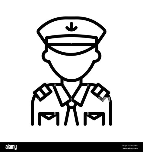Male Chief Officer Icon Linear Logo Mark Set Collection In Black And White For Web Stock Vector