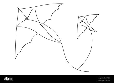 Kite Flying In The Sky Continuous One Line Art Drawing Of Scissors