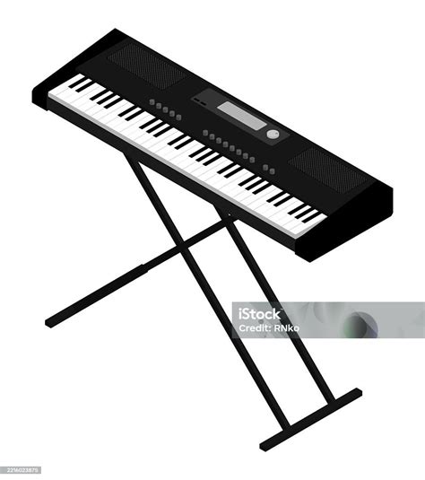 아이소메트릭 전자 신디사이저 평면도 클래식 및 전자 음악을 연주하기 위한 현대 음악 키보드 악기 흰색 배경에 고립 된 3d 조감도 벡터 3차원 형태에 대한 스톡 벡터 아트