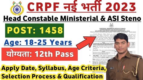 CRPF 2023 New Vaccancy CRPF Head Constable Ministerial Recruitment
