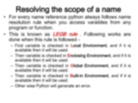 Solution Name Space In Python Legb Concept For Class Th Cbse