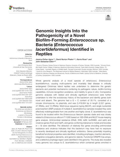 Pdf Genomic Insights Into The Pathogenicity Of A Novel Biofilm