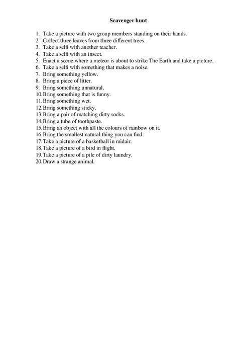 Квест для учнів 5 9 класів Scavenger Hunt Англійська мова