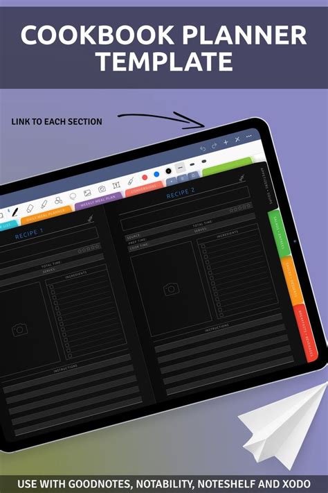 Cookbook Planner Template Digital Daily Planner Goodnotes Notes Ideas