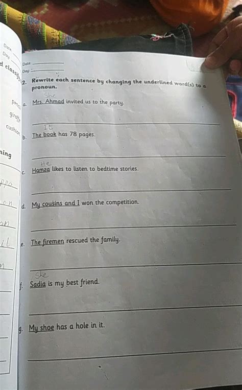 Date Day 2 Rewrite Each Sentence By Changing StudyX