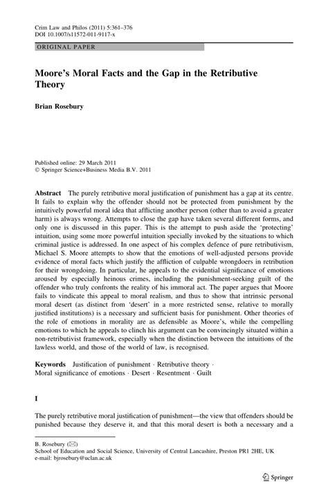 Pdf Moores Moral Facts And The Gap In The Retributive Theory