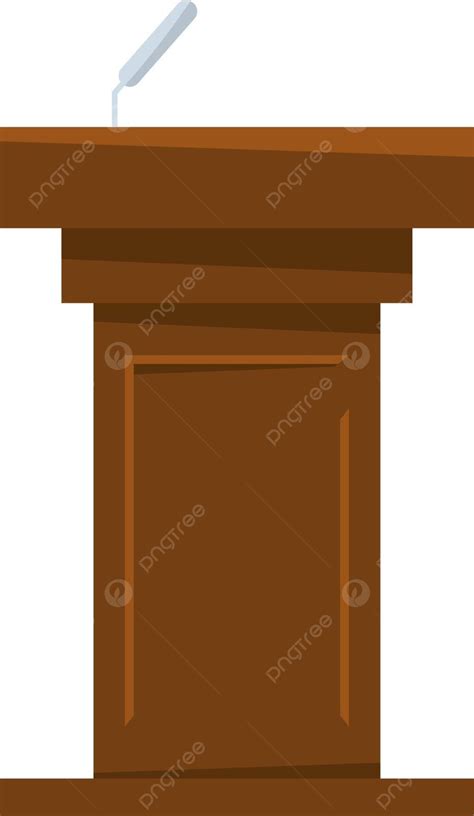 Speaker Stand Wooden Podium With Microphone For Speech Platform Vector Classroom Equipment