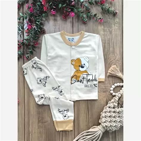 خرید و قیمت لباس نوزادی و سیسمونی بلوز جلودکمه و شلوار سایز0تا3 طرح خرس