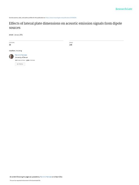 Effects Of Lateral Plate Dimensions On Acoustic Em Pdf Sampling Signal Processing