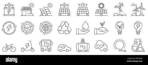 Green Energy Icon Set Collection Of Sustainable Energy Icons Icons