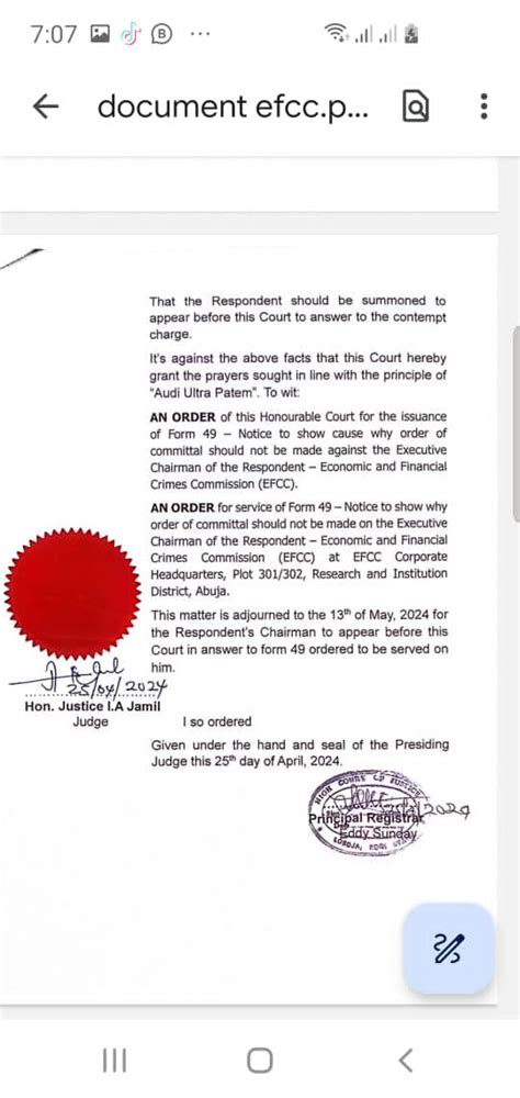 Yahaya Bello Efcc Boss Olukoyede To Face Criminal Trial For Contempt