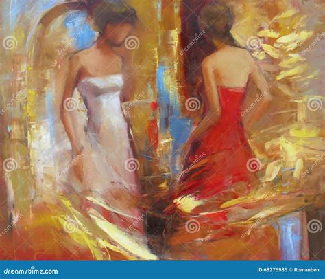 Pintura Hecha a Mano De Las Figuras Femeninas Stock de ilustración