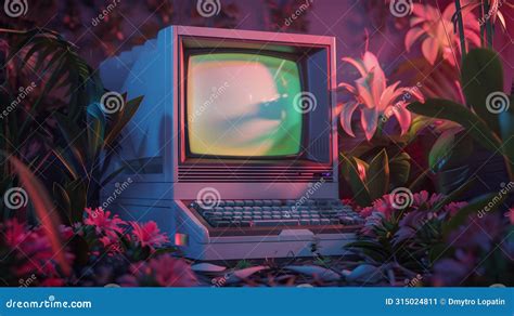 Old Retro Personal Computer With Vintage Crt Display Obsolete Old Fashioned Pc With Keyboard